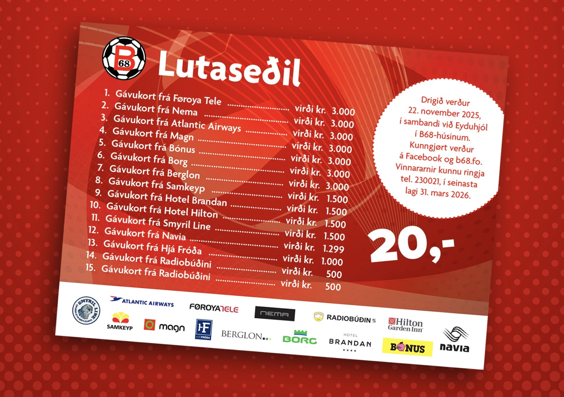 Lutaseðlarnir eru drignir – B68